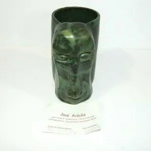 Jose Arocha | Accents | Portuguese Studio Pottery Dark Green Face Vase ...